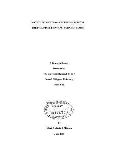 Mythology: Pathway in the search for the Philippine Bisayans’ Bornean roots