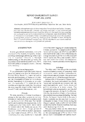 Report on resistivity survey: Panit-an, Capiz