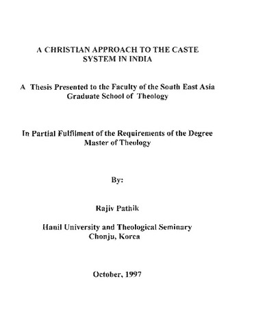 A Christian approach to the caste system in India