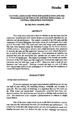 Factors associated with job satisfaction and job performance of the ...